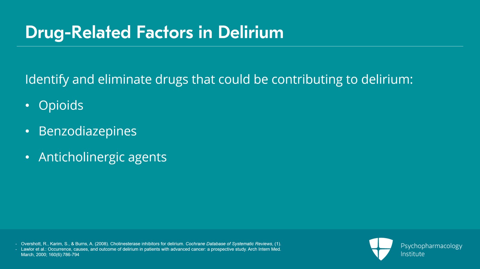 Management of Delirium in Patients With Cancer | Psychopharmacology ...